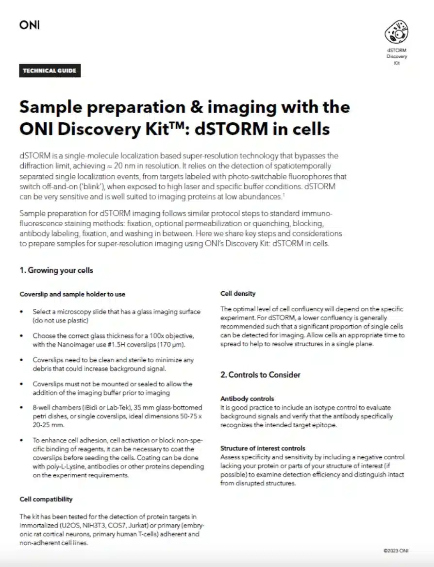 A guide to sample preparation & imaging with the ONI Discovery KitTM ...